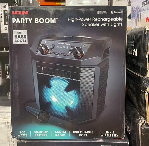 ION Party Boom High-Power Rechargeable Speaker System with Lights ...
