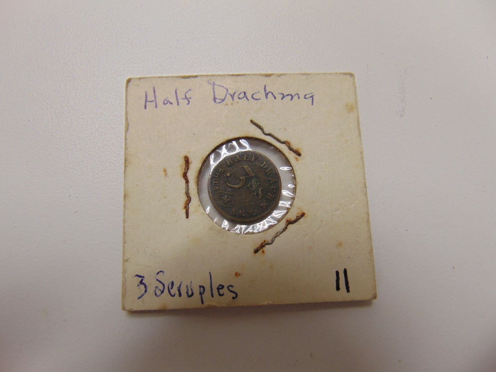 GENUINE OBSOLETE COIN TOKEN PINBACK VERY OLD HALF DRACHMA 3 SCRUPLES ...