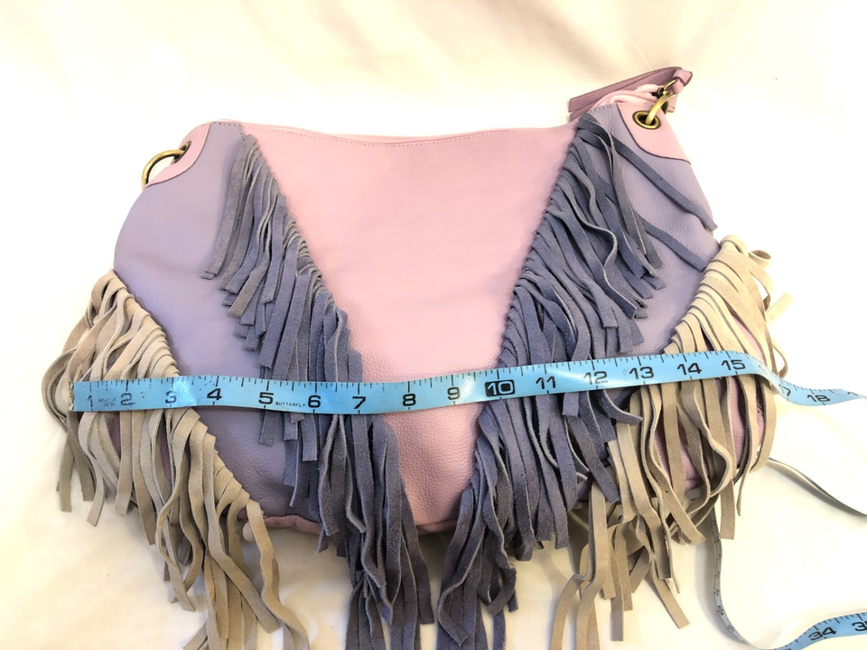 New Sharif 1827 large Purple pink Leather fringe Shoulder bag Western ...