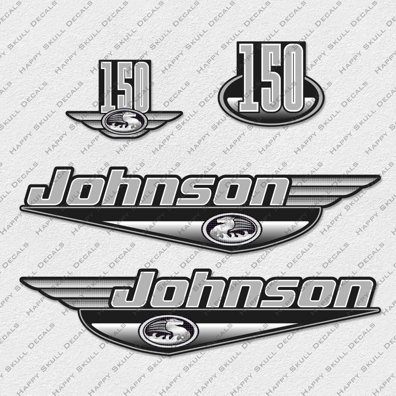 Johnson 150 HP 1999-2000 Outboard Decals Sticker Set Black | eBay
