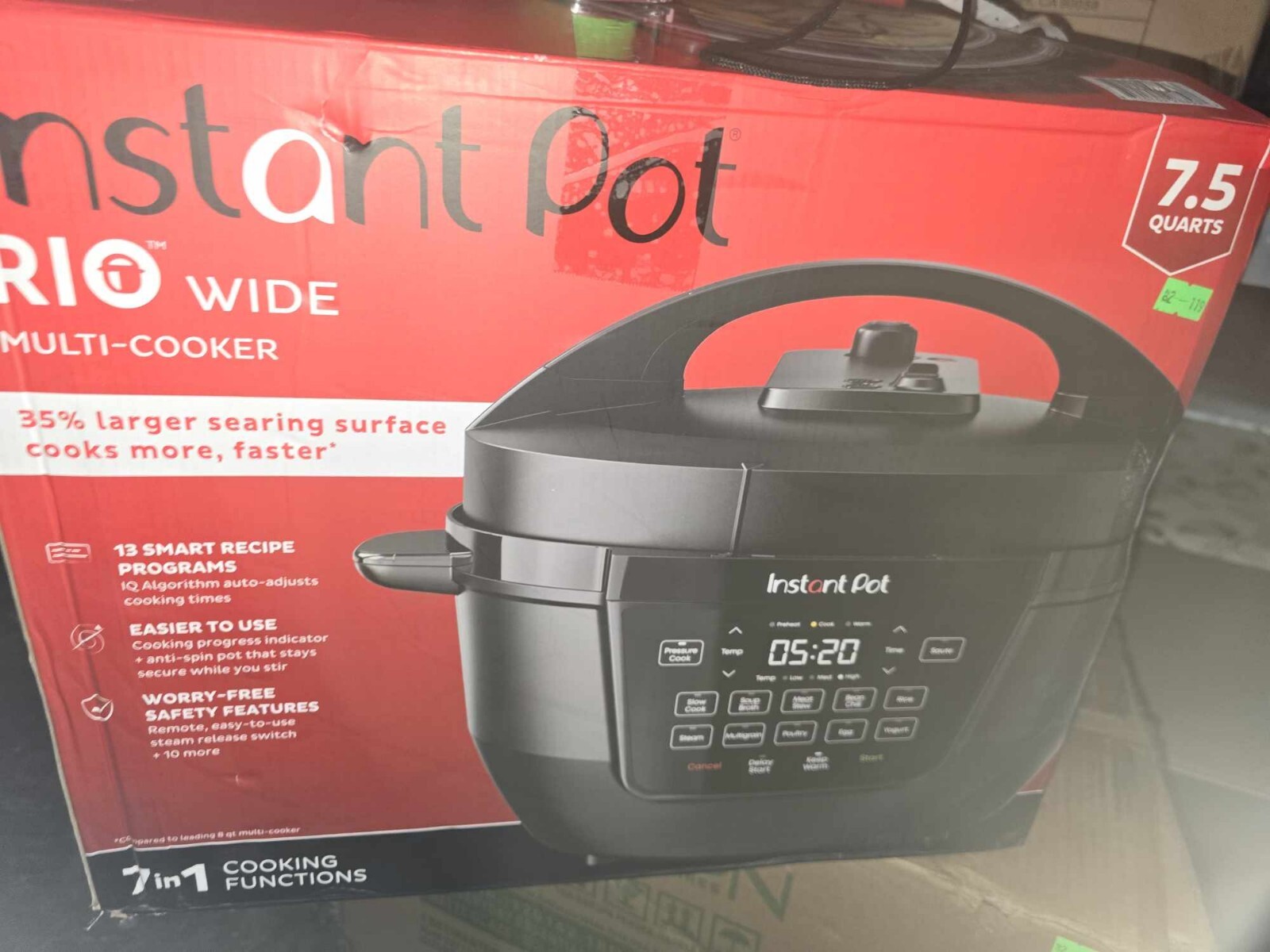 Instant Pot RIO Wide Plus 7.5 Qt Electric Multi-Cooker Pressure Cooker ...