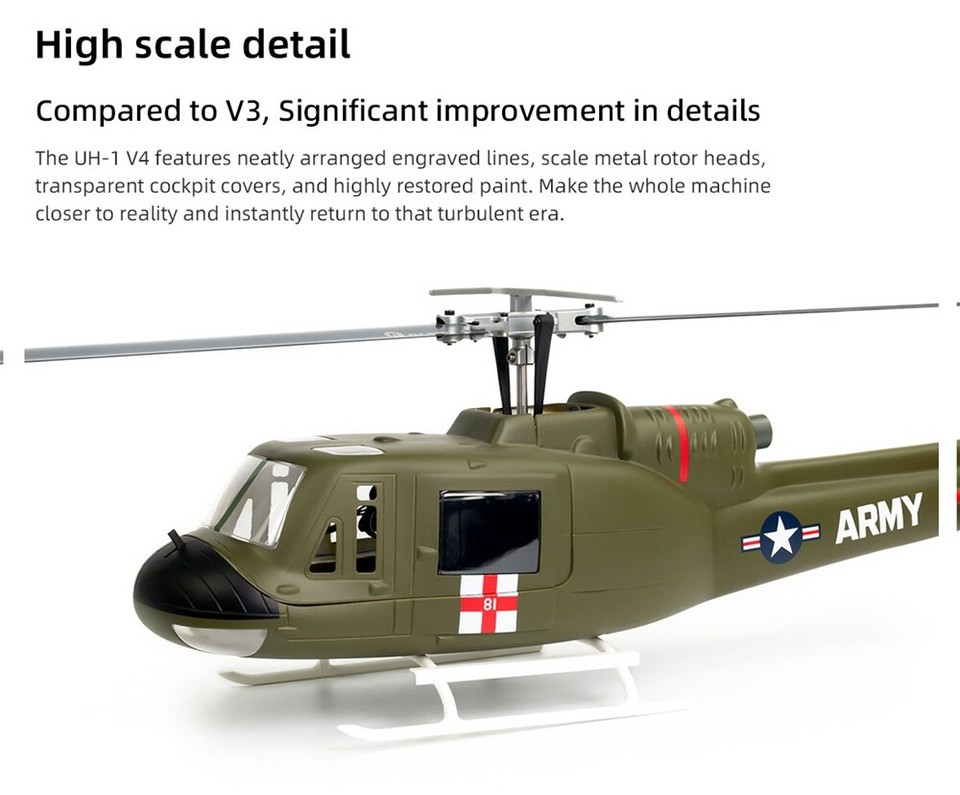 Fly Wing UH-1 V4 RC Helicopter 10CH GPS 4 Blades Auto Return Aircraft 2 ...