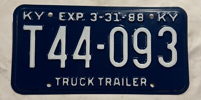 LICENSE PLATE KENTUCKY TRUCK TRAILER T44 093 1988 | eBay