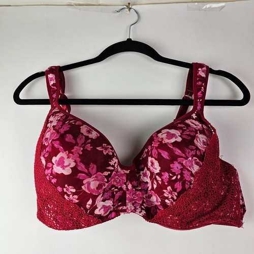 Jessica Simpson Floral Lace Underwire Bra Red 42C Padded Cups ...