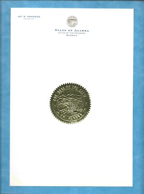 Alaska Governer Jay Hammond 1974-1982 Stationery Embossed State Seal | eBay
