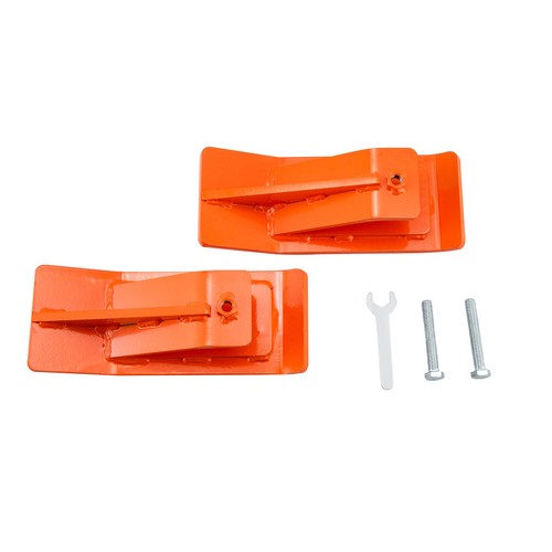 2x Orange Bucket Protector Ski Edge Tamer Skid w/Double Lock Nut Snow ...