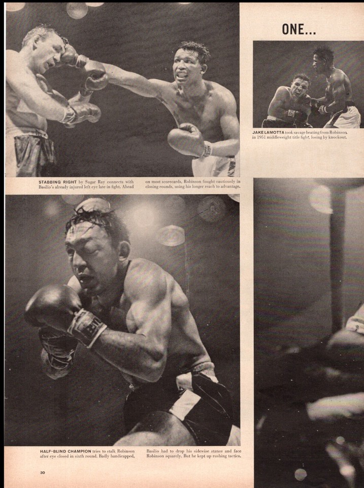 1958 vintage Boxing article SUGAR RAY ROBINSON 5th Title Carmen Basilio ...