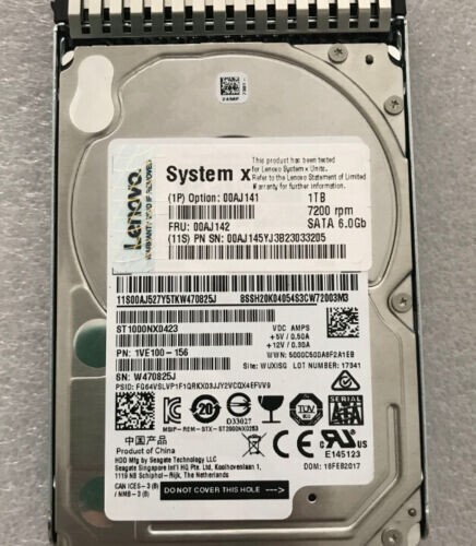 Lenovo 00AJ141 00AJ142 00AJ143 System X 1TB 2.5" 7.2K SATA HDD Hard ...
