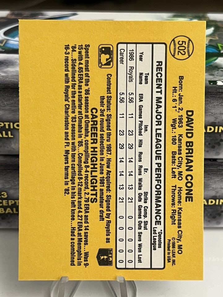 1987 Donruss DAVID CONE #502 ROOKIE💫 | eBay