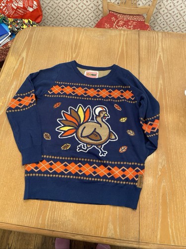 Vintage Tipsy Elves Thanksgiving Theme Turkey Holiday Sweater ADULT Sz ...