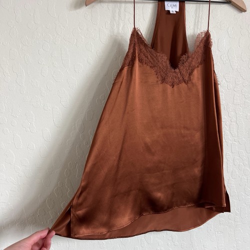 Cami NYC The Racer Lace Trim Silk Charmeuse Camisole size Small Brown ...