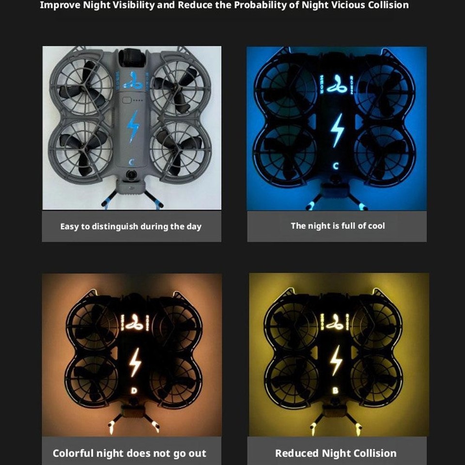 for dji NEO Drone Body Gradient Luminous Stickers Night Flight Glowing ...