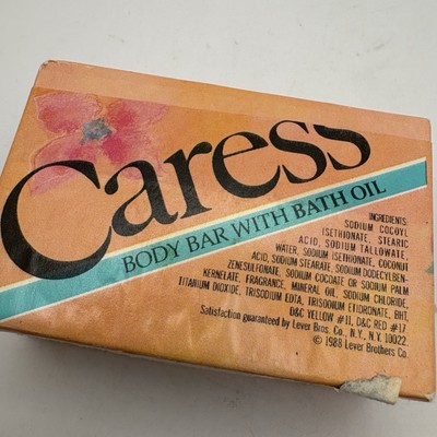 Vintage Caress Soap Body Bar with Bath Oil 1988 4.75 Ounce Bar Soap 80s ...