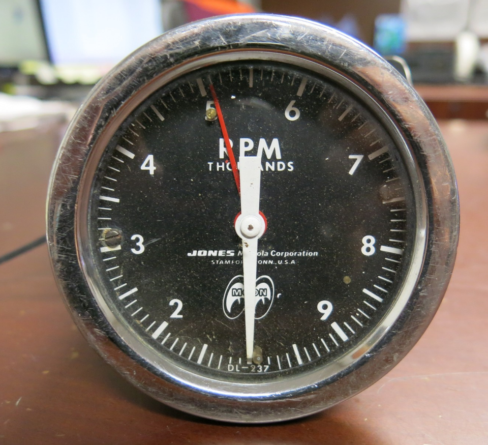 Vintage Jones Motorola 10,000 RPM Mechanical Tachometer 3-3/8 diameter ...