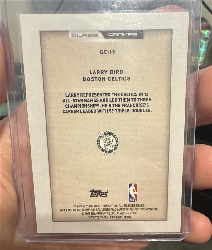 2025-2026 Topps Chrome Larry Bird Glass Canvas SSP Case Hit GC-15 ...
