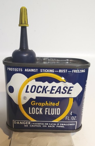Vintage 1948 LOCK-EASE Graphited Lock Fluid 4 FLUID OZ. Tin Oil Can ...
