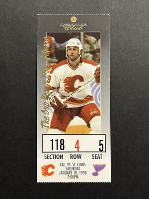 1/10/98 CALGARY FLAMES NHL TICKET vs ST LOUIS BLUES - CONROY & MACINNIS ...