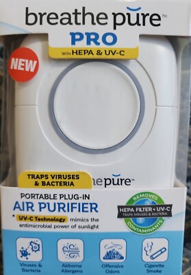 New Breathe Pure Pro HEPA Air Purifier Portable UV-C Technology As Seen ...