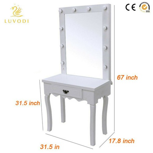 Vanity Makeup Dressing Table Set Hollywood Illuminated Mirror Theatre ...