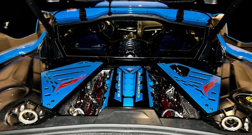 2020/24 CORVETTE C8 ENGINE COVER RAPID BLUE APPEARANCE PKG. CARBON ...