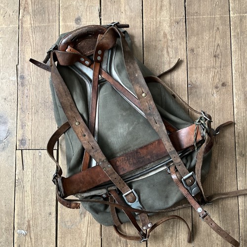 Vintage M39 Swedish Army WW2 Military Canvas Leather Rucksack/Backpack ...