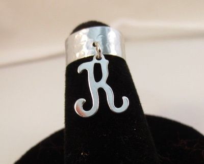 14KT WHITE GOLD EP DANGLE INITIAL K TOE RING IN A HAMMERED RING | eBay ...