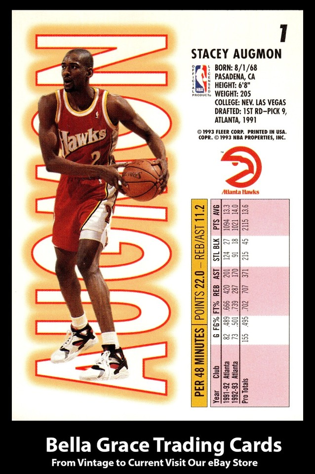 1993-94 Fleer Stacey Augmon #1 Atlanta Hawks NBA Basketball | eBay