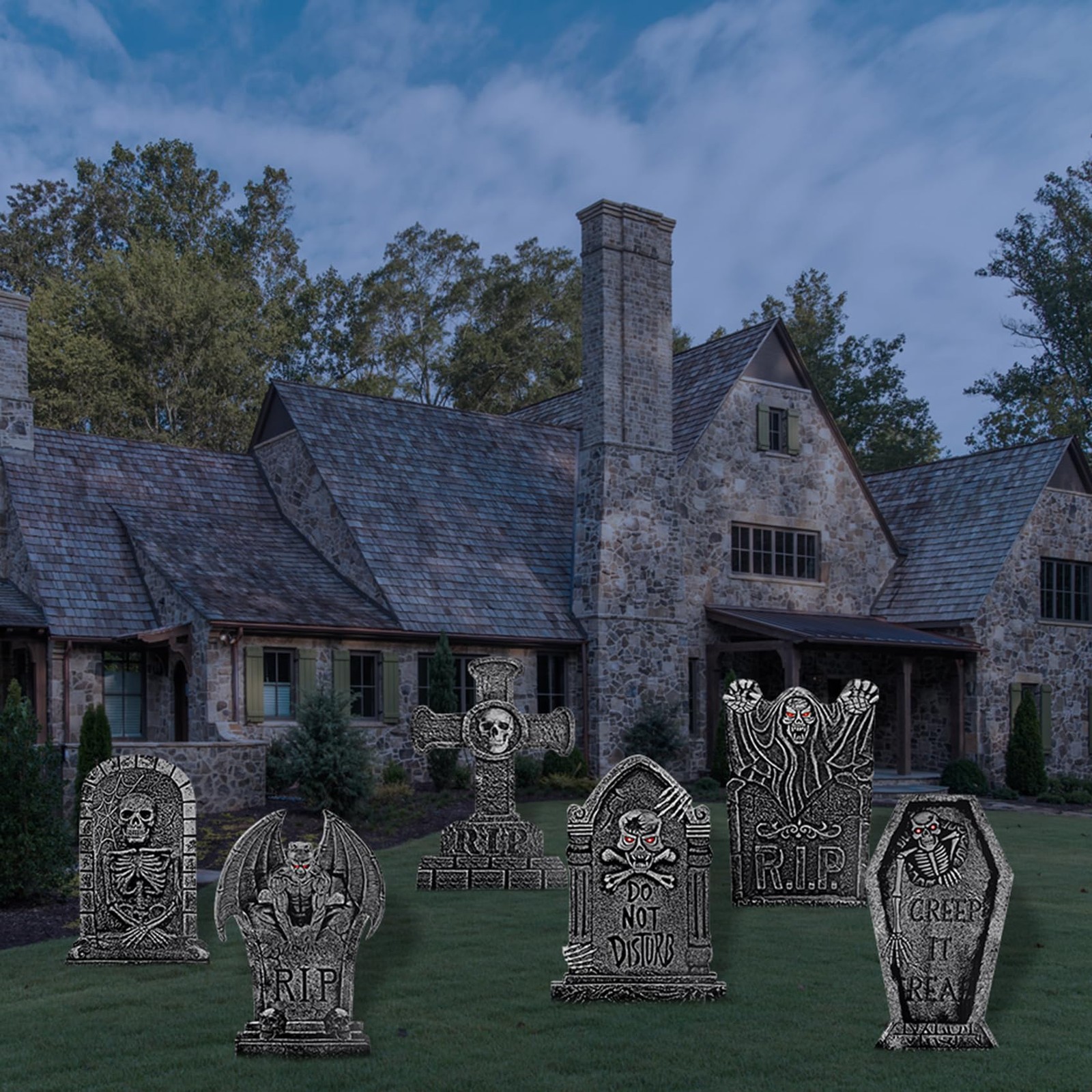 24'' Tombstones For Graves Halloween Decorations Outdoor, 6 Pack Extra ...