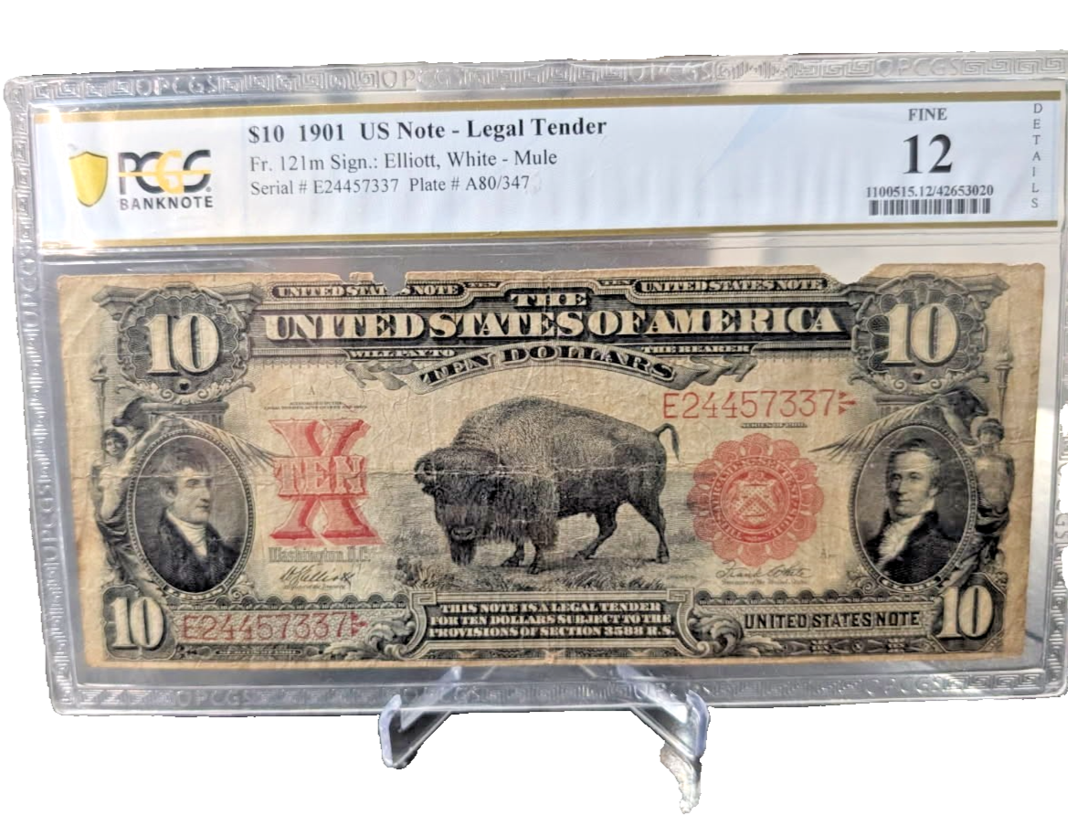 $10 1901 US Note Legal Tender - PCGS Banknote Graded Fine 12 - Fr.121 ...