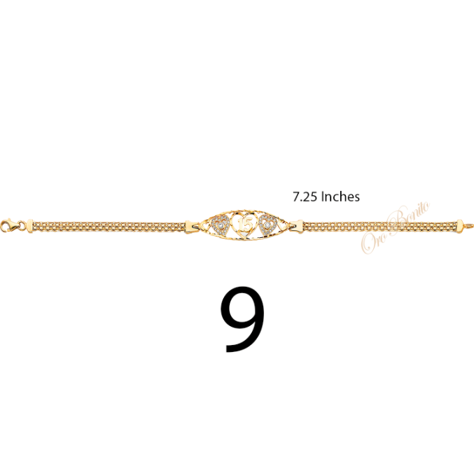 14k Yellow Tri Color Gold Heart Bracelet Esclava Eslabon Oro 15 Años ...