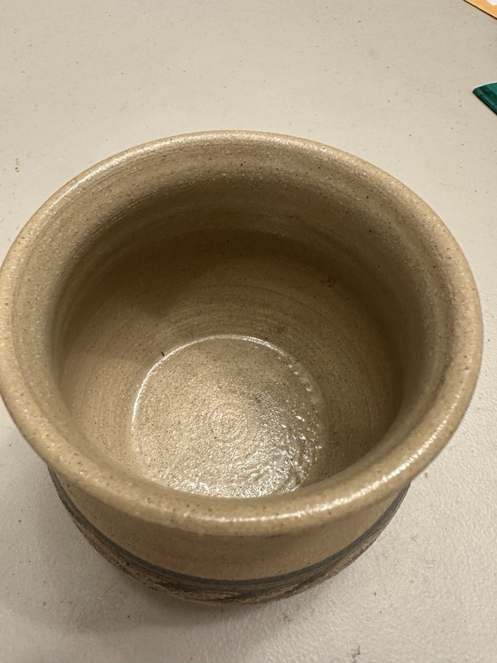 Beige Blue Pottery Flower Pot Signed Chipmunk 4” Tall | eBay UK