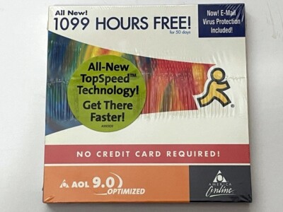 AOL 9.0 Optimized Installation Disc- Vintage, 1045 Hours Free, Sealed ...