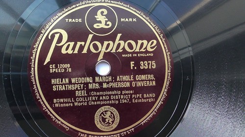 Bowhill Colliery & District Pipe Band 78rpm Single 10inch Parlophone #F ...
