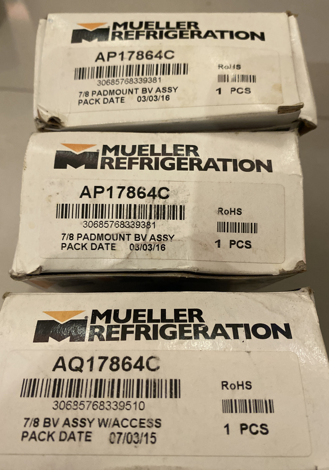 LOT OF 3 Mueller Refrigeration AP17864C 7/8" PADMOUNT BV ASSY Free ...