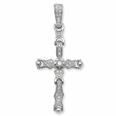 Sterling Silver Movable Cross Pendant CZ Set Cross 10.70 Grams -H 7.2cm ...