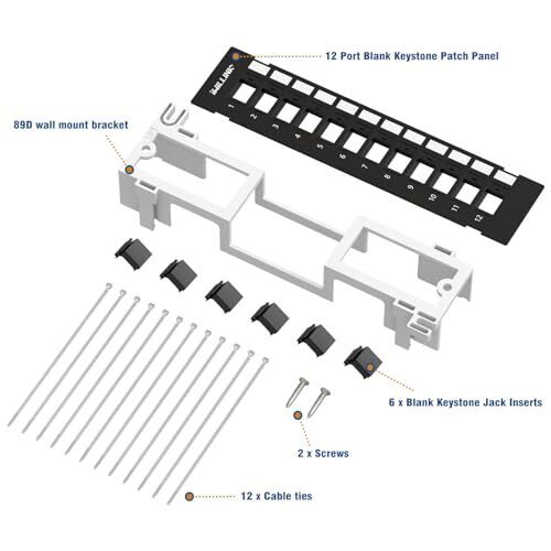 Blank Keystone Patch Panel with (6-Pack) Blank Keystone Jack Inserts ...