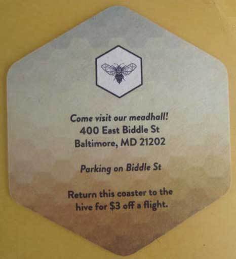 CHARM CITY MEADWORKS Mead COASTER, LABEL w/ HONEY BEE Baltimore ...