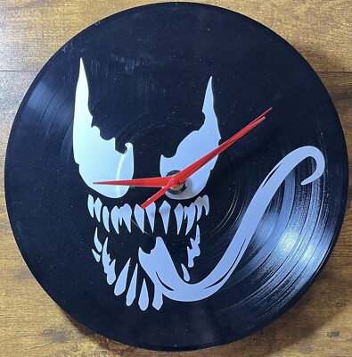 VENOM HANDMADE VINYL RECORD CLOCK MARVEL UNIVERSE ART AA BATTERY | eBay