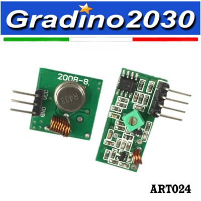 Coppia Moduli RF 433MHz Ricevitore e Trasmettitore Wireless per Arduino ...