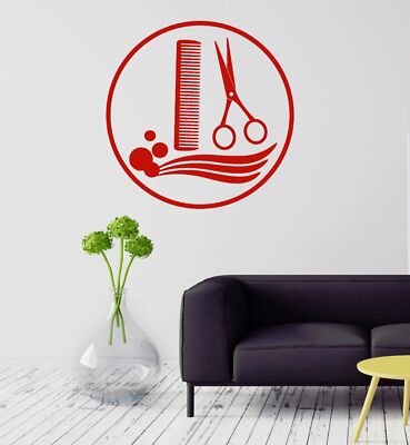 Hair Salon Stylist Barber Tools Barbershop Wall Stickers Vinyl Decal ...