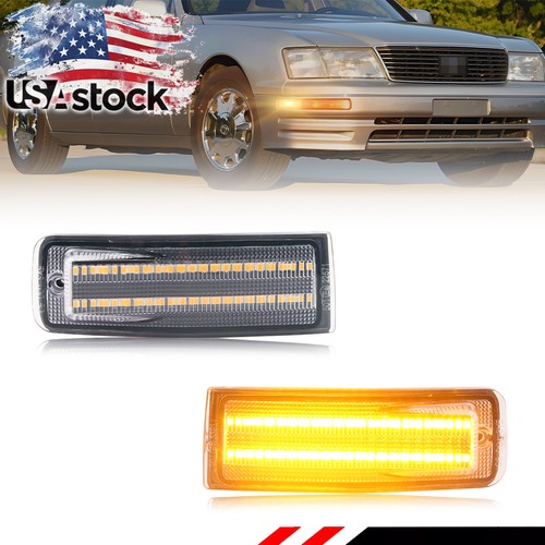Clear Amber LED Front Outer Side Marker Turn Signal Light For 95-97 ...