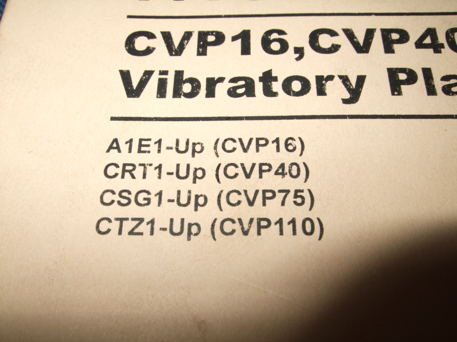 CAT CATERPILLAR CVP16 CVP40 CVP75 CVP110 PLATE COMPACTOR PARTS BOOK ...