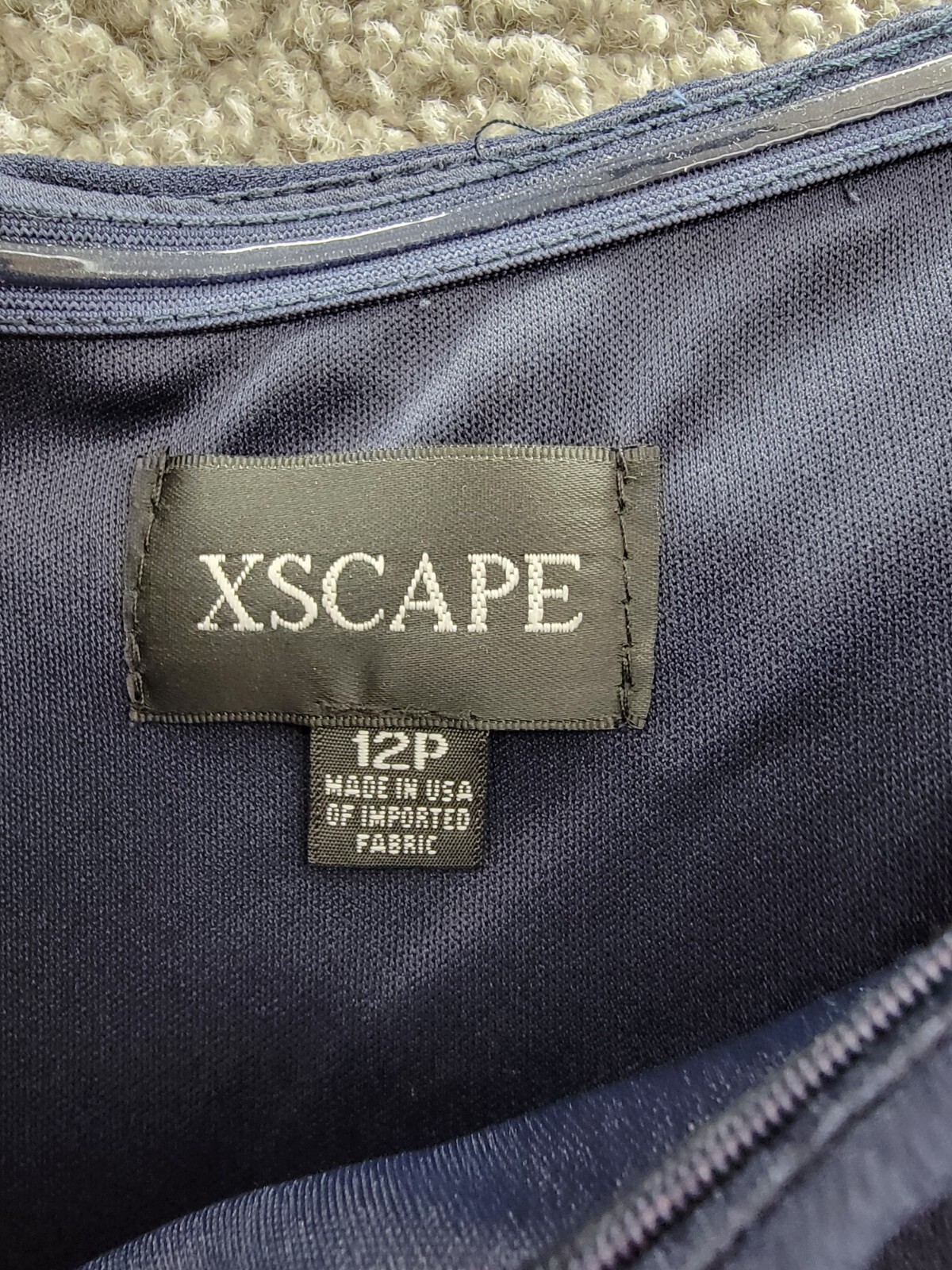 XSCAPE Petite Off Shoulder Balloon-Sleeve Mermaid Gown Women's 12P Navy Back Zip | eBay