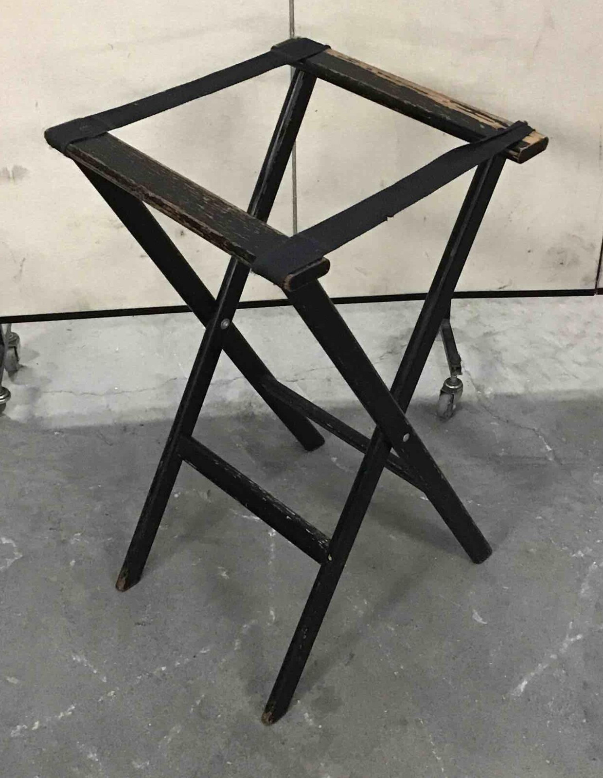 Waitress Folding Wood Serving Tray Stand Black wooden server restaurant ...