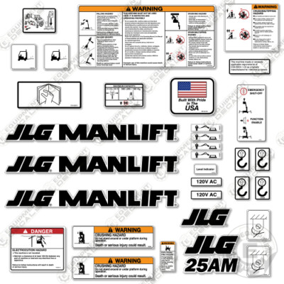 Fits JLG 25AM Decal Kit Vertical Mast Lift - Warning Stickers Logos ...