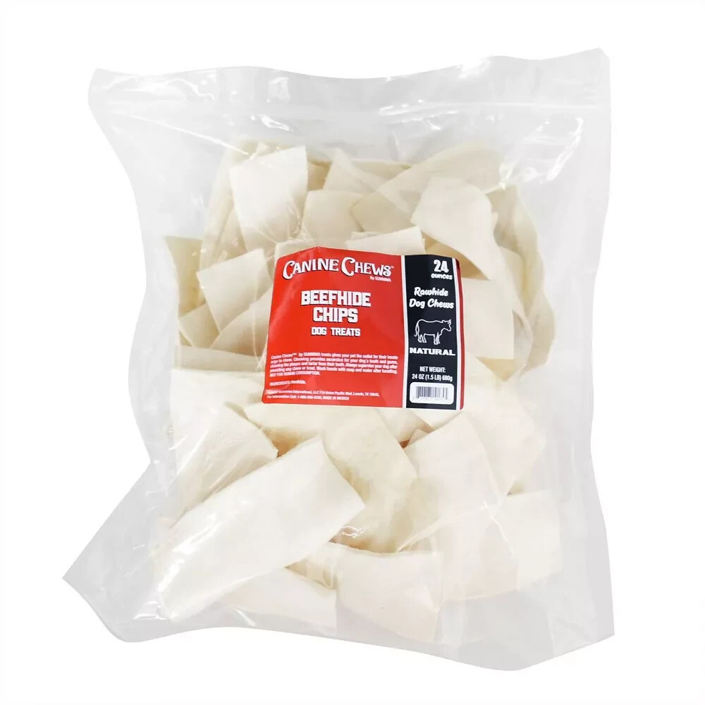 CANINE CHEWS BEEFHIDE CHIPS NATURAL RAWHIDE DOG CHEWS 24oz - SUPER FAST ...