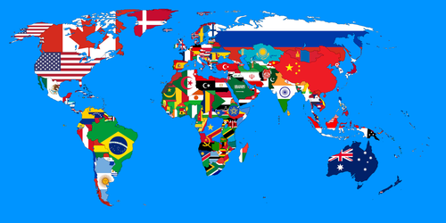 Earth Flag Map of the World Political Wall Map Mercator Flags Pick ...