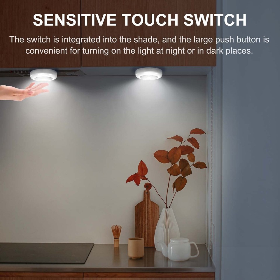 Bright Stick Up LED Light Wireless Tap Lights Battery Powered Push ...