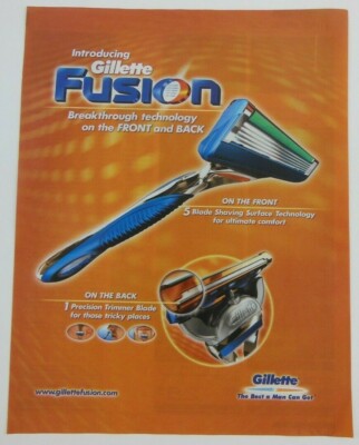 Gillette Fusion Print Ad Poster Art PROMO Advert Official Shaving Razor ...