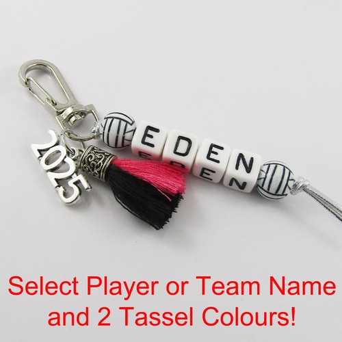 2025 Netball Name Bag Tag Two Colour Tassel Keychain Choose name and ...